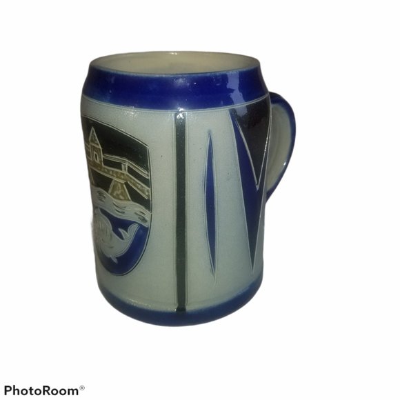 Handarbeit | Dining | German Handarbeit Pottery Beer Stein Gray Blue ...